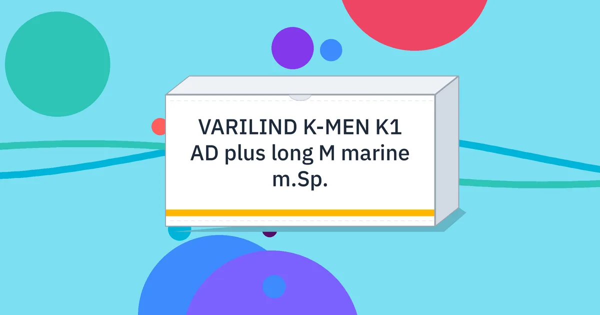 Symbolbild: Packung mit der Aufschrift VARILIND K-MEN K1 AD plus long M marine m.Sp. (PZN 20569067) – Verfügbarkeit und Bezug in Apotheken in Frankfurt am Main