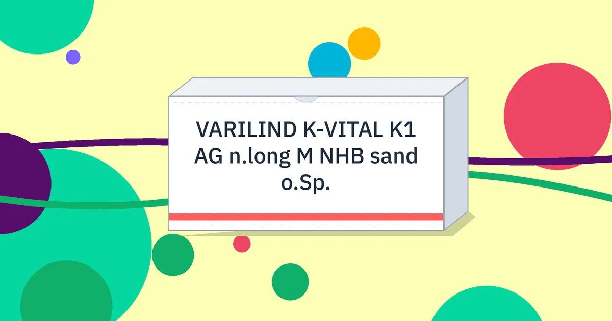 Symbolbild: Packung mit der Aufschrift VARILIND K-VITAL K1 AG n.long M NHB sand o.Sp. (PZN 20562906) – Verfügbarkeit und Bezug in Apotheken in Frankfurt am Main