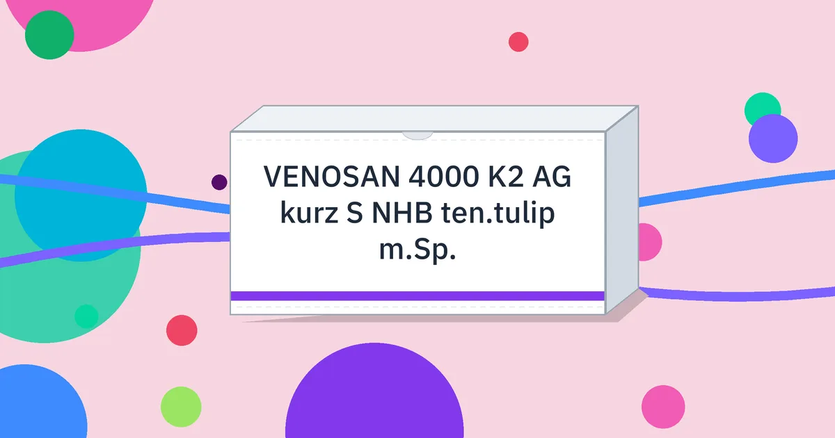 Symbolbild: Packung mit der Aufschrift VENOSAN 4000 K2 AG kurz S NHB ten.tulip m.Sp. (PZN 19154591) – Verfügbarkeit und Bezug in Apotheken in Frankfurt am Main