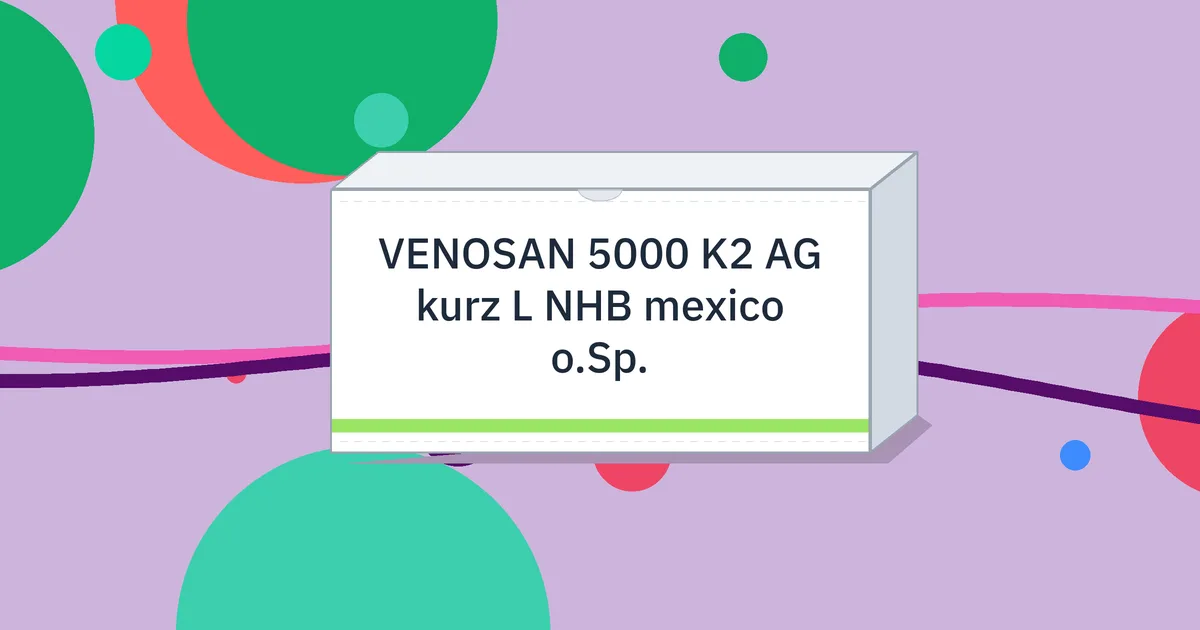 Symbolbild: Packung mit der Aufschrift VENOSAN 5000 K2 AG kurz L NHB mexico o.Sp. (PZN 14430661) – Verfügbarkeit und Bezug in Apotheken in Frankfurt am Main