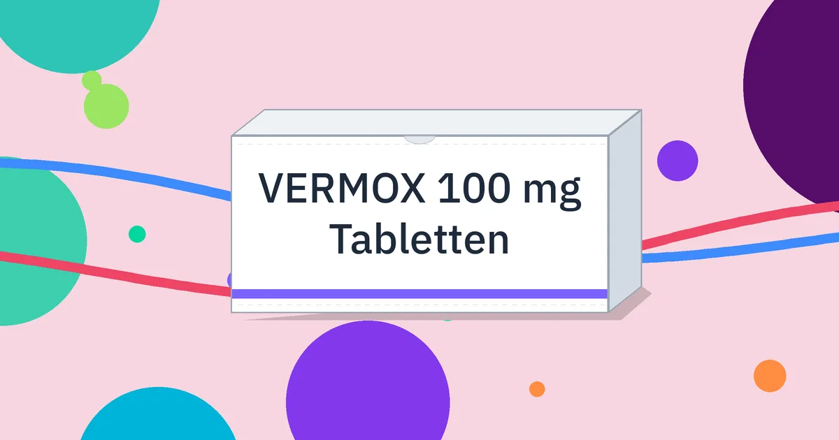 Symbolbild: Packung mit der Aufschrift VERMOX 100 mg Tabletten (PZN 19123432) – Verfügbarkeit und Bezug in Apotheken in Frankfurt am Main