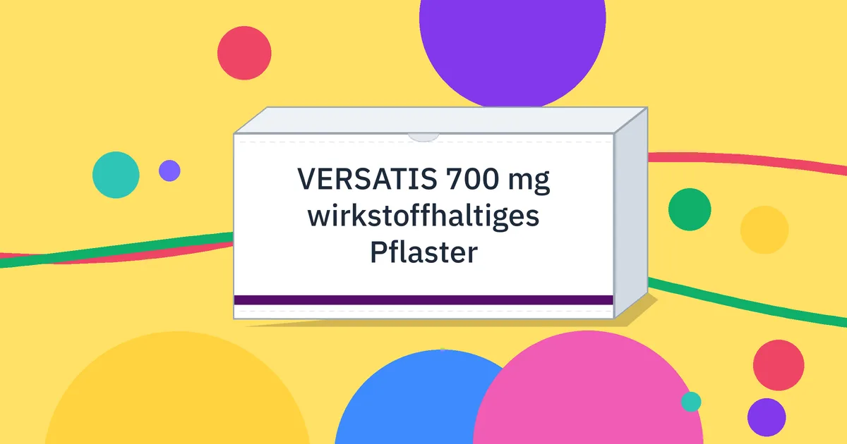 Symbolbild: Packung mit der Aufschrift VERSATIS 700 mg wirkstoffhaltiges Pflaster (PZN 17870018) – Verfügbarkeit und Bezug in Apotheken in Frankfurt am Main