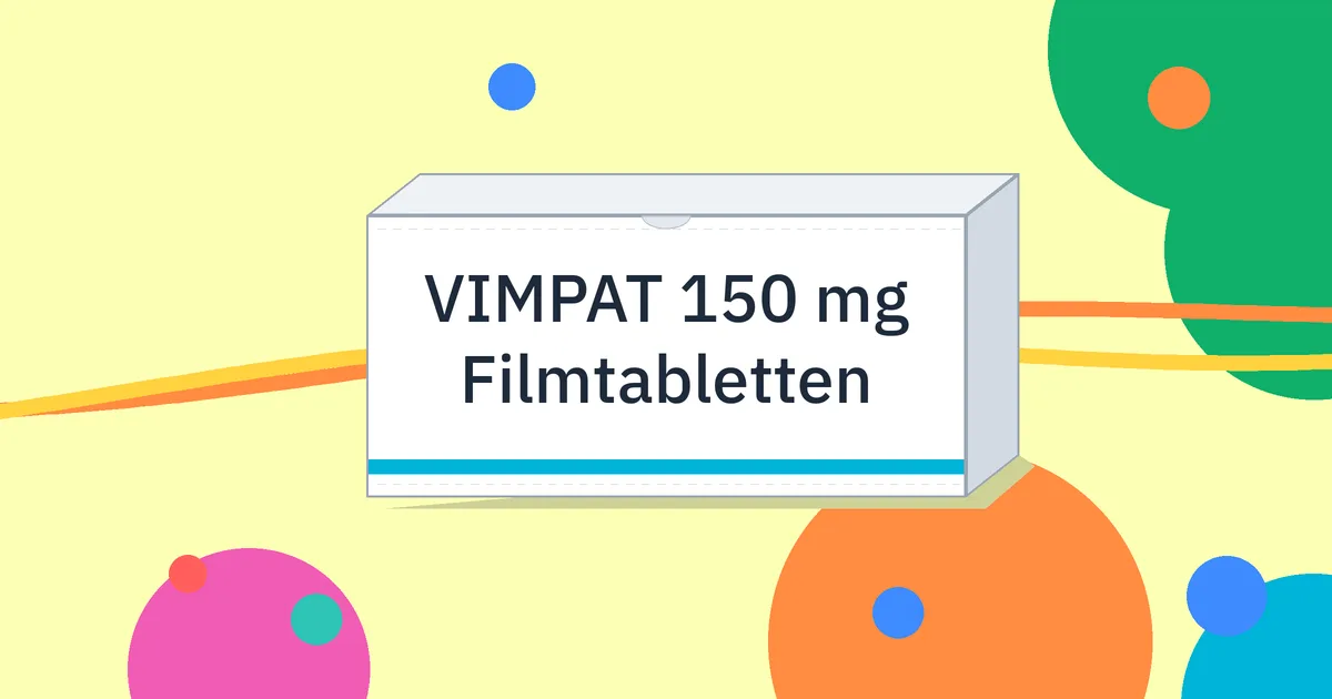 Symbolbild: Packung mit der Aufschrift VIMPAT 150 mg Filmtabletten (PZN 05527278) – Verfügbarkeit und Bezug in Apotheken in Frankfurt am Main