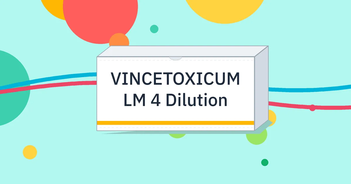 Symbolbild: Packung mit der Aufschrift VINCETOXICUM LM 4 Dilution (PZN 13274302) – Verfügbarkeit und Bezug in Apotheken in Frankfurt am Main