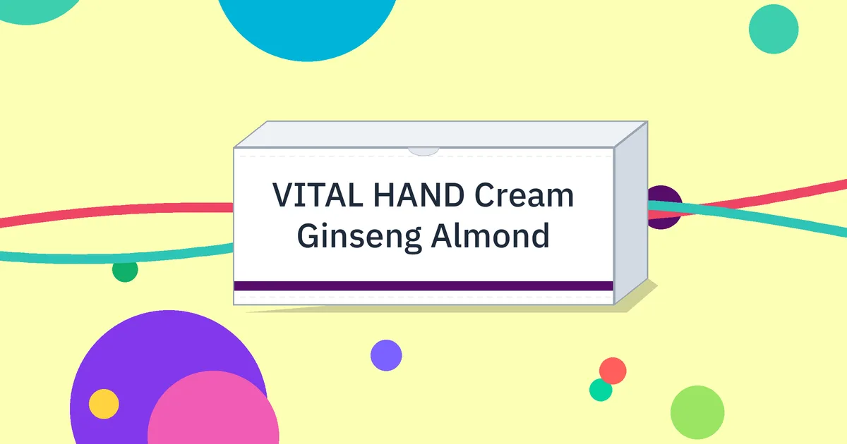 Symbolbild: Packung mit der Aufschrift VITAL HAND Cream Ginseng Almond (PZN 10788733) – Verfügbarkeit und Bezug in Apotheken in Frankfurt am Main