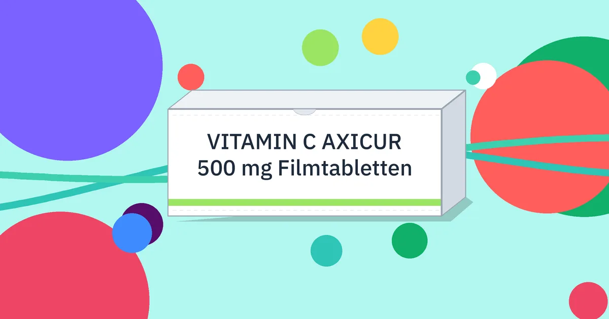 Symbolbild: Packung mit der Aufschrift VITAMIN C AXICUR 500 mg Filmtabletten (PZN 17260656) – Verfügbarkeit und Bezug in Apotheken in Frankfurt am Main
