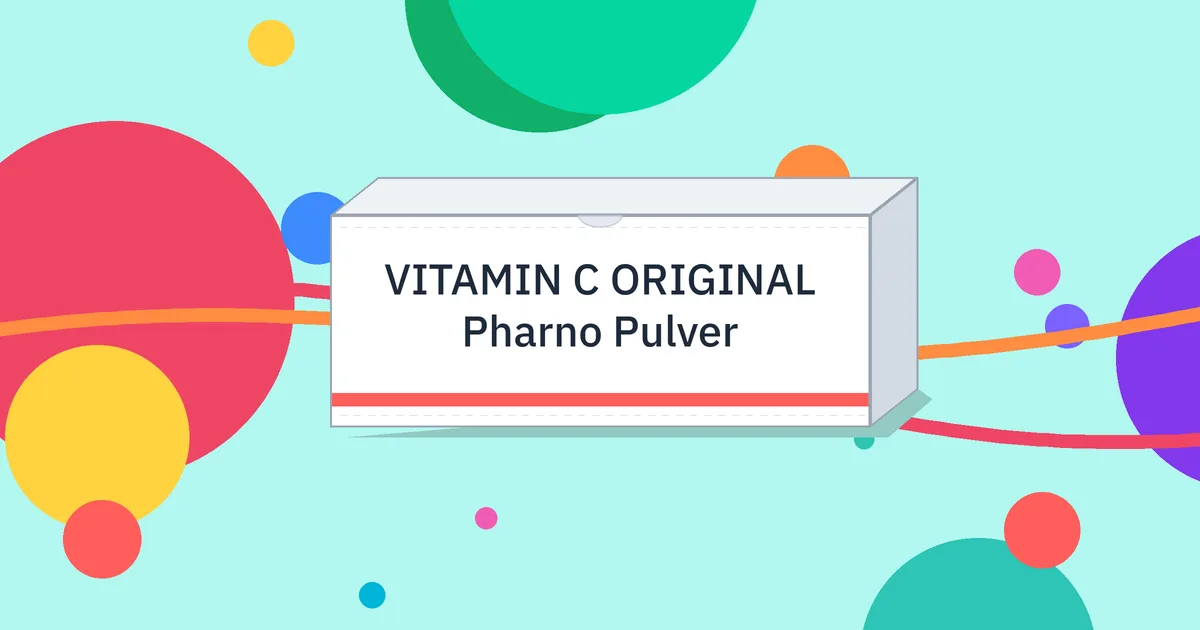 Symbolbild: Packung mit der Aufschrift VITAMIN C ORIGINAL Pharno Pulver (PZN 10266437) – Verfügbarkeit und Bezug in Apotheken in Frankfurt am Main