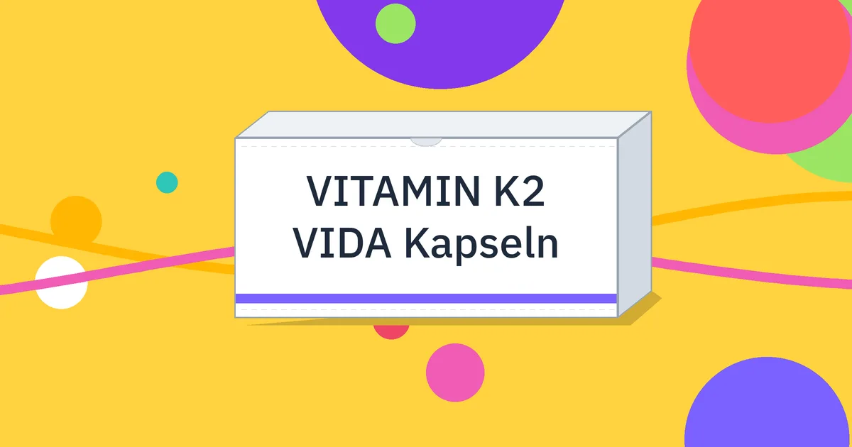 Symbolbild: Packung mit der Aufschrift VITAMIN K2 VIDA Kapseln (PZN 14022123) – Verfügbarkeit und Bezug in Apotheken in Frankfurt am Main