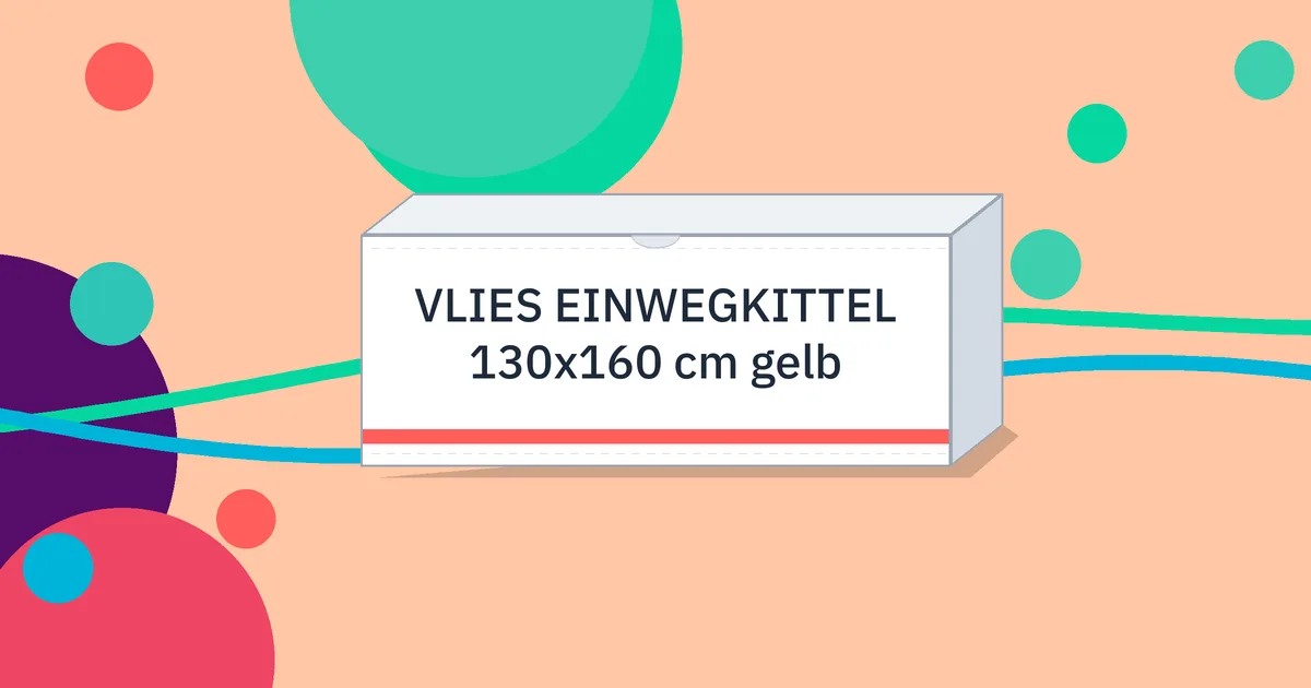 Symbolbild: Packung mit der Aufschrift VLIES EINWEGKITTEL 130x160 cm gelb (PZN 11862288) – Verfügbarkeit und Bezug in Apotheken in Frankfurt am Main