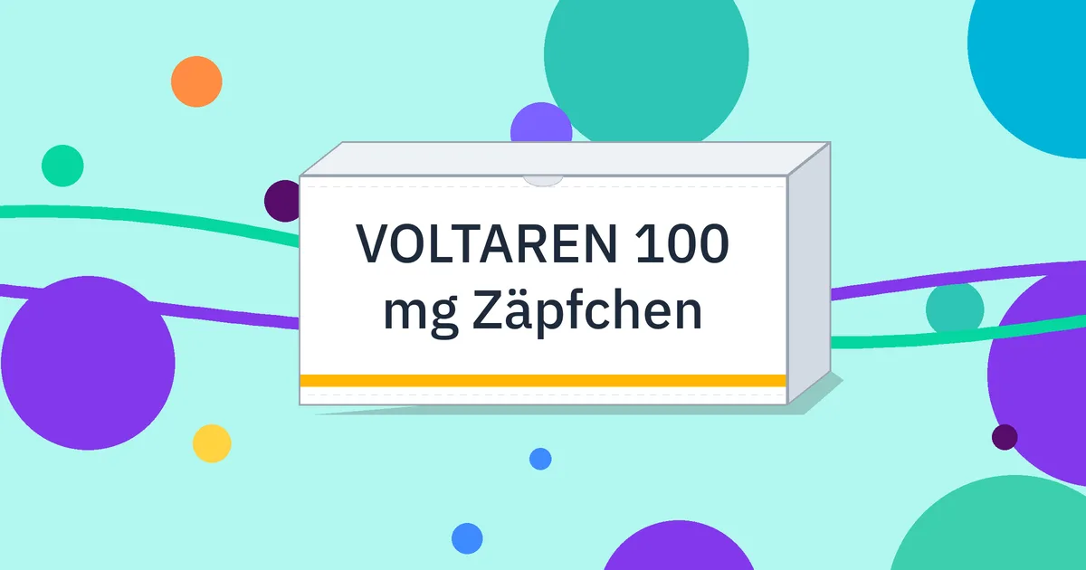Symbolbild: Packung mit der Aufschrift VOLTAREN 100 mg Zäpfchen (PZN 02092271) – Verfügbarkeit und Bezug in Apotheken in Frankfurt am Main