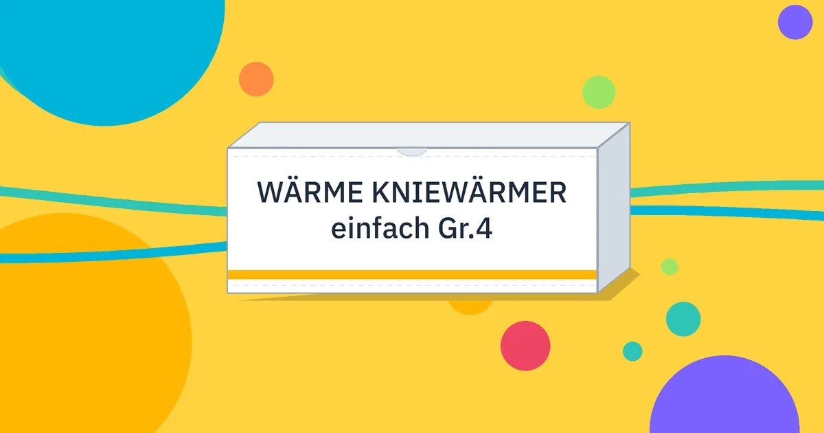 Symbolbild: Packung mit der Aufschrift WÄRME KNIEWÄRMER einfach Gr.4 (PZN 02446208) – Verfügbarkeit und Bezug in Apotheken in Frankfurt am Main