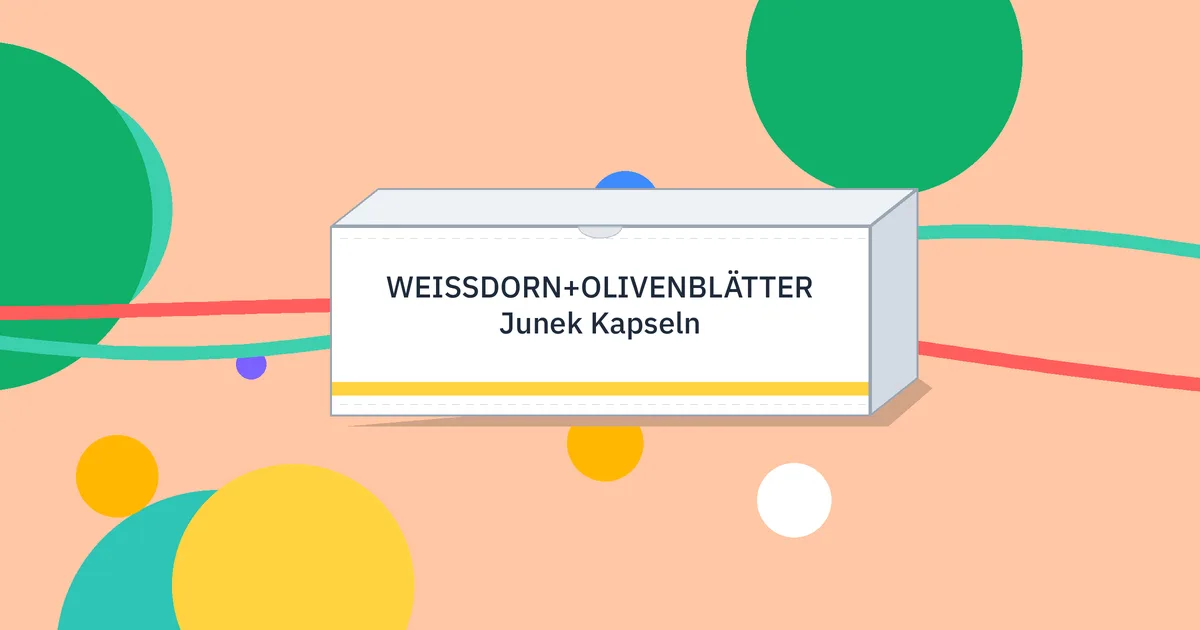 Symbolbild: Packung mit der Aufschrift WEISSDORN+OLIVENBLÄTTER Junek Kapseln (PZN 01107237) – Verfügbarkeit und Bezug in Apotheken in Frankfurt am Main