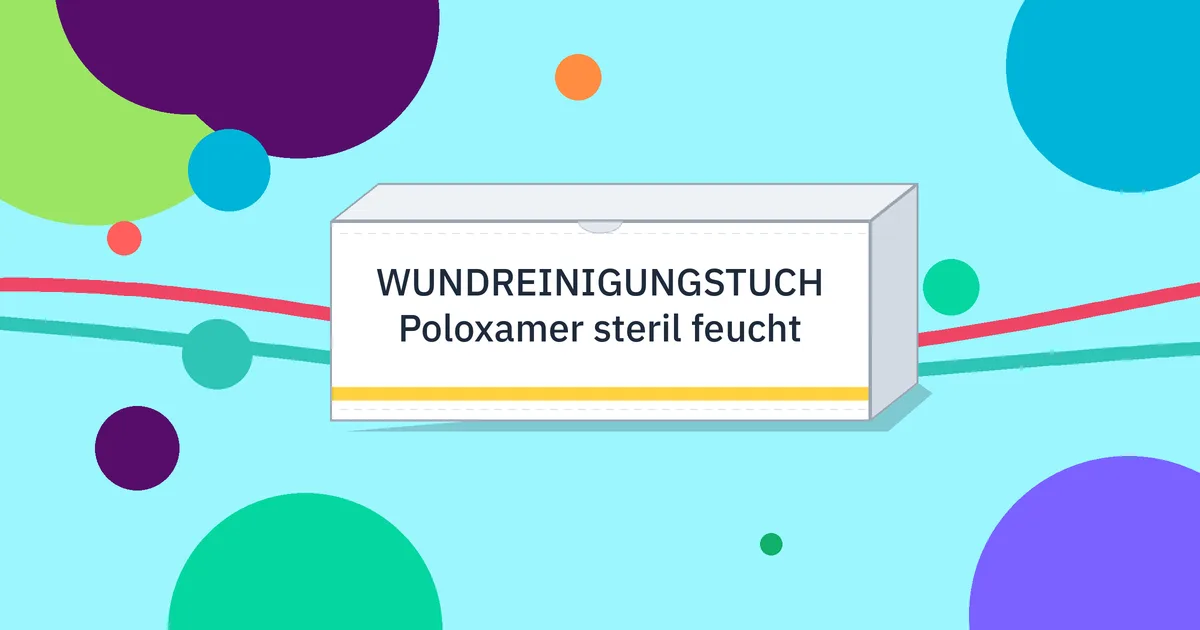 Symbolbild: Packung mit der Aufschrift WUNDREINIGUNGSTUCH Poloxamer steril feucht (PZN 18202170) – Verfügbarkeit und Bezug in Apotheken in Frankfurt am Main