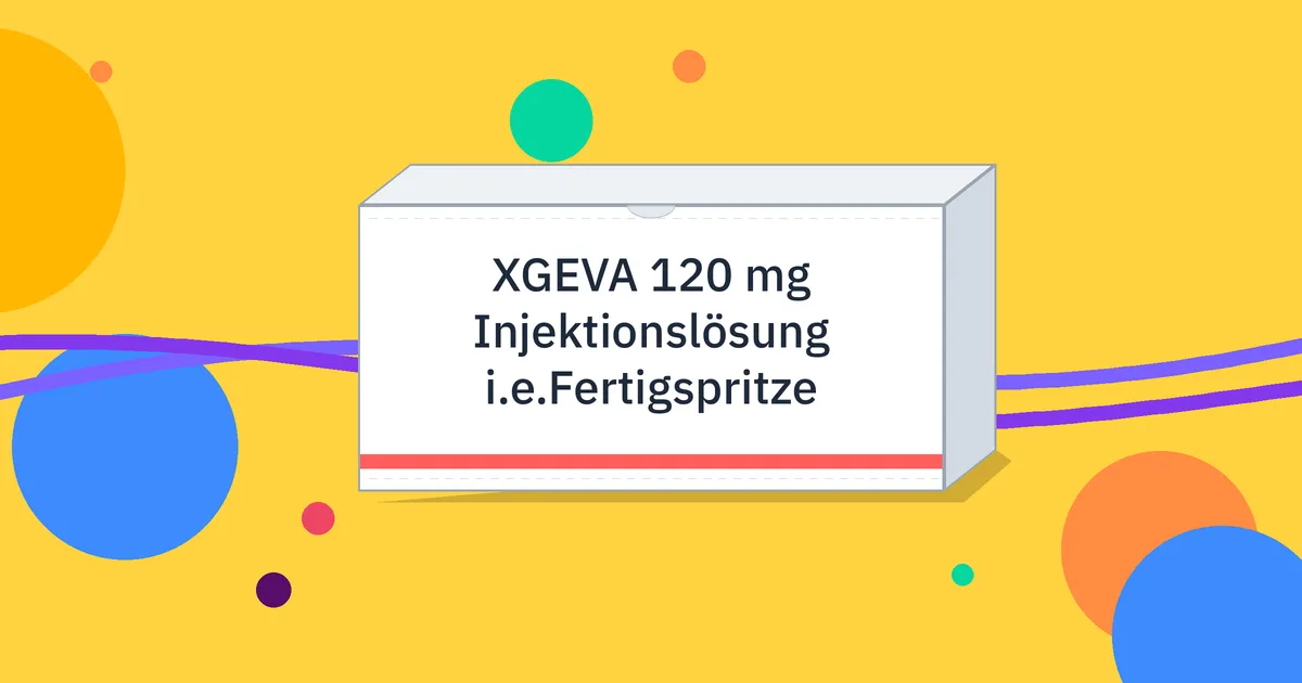 Symbolbild: Packung mit der Aufschrift XGEVA 120 mg Injektionslösung i.e.Fertigspritze (PZN 20193811) – Verfügbarkeit und Bezug in Apotheken in Frankfurt am Main