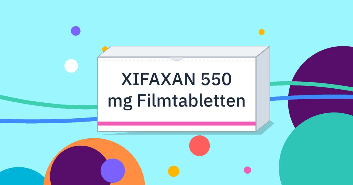 Symbolbild: Packung mit der Aufschrift XIFAXAN 550 mg Filmtabletten (PZN 19149986) – Verfügbarkeit und Bezug in Apotheken in Frankfurt am Main