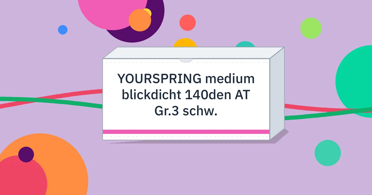 Symbolbild: Packung mit der Aufschrift YOURSPRING medium blickdicht 140den AT Gr.3 schw. (PZN 18057822) – Verfügbarkeit und Bezug in Apotheken in Frankfurt am Main