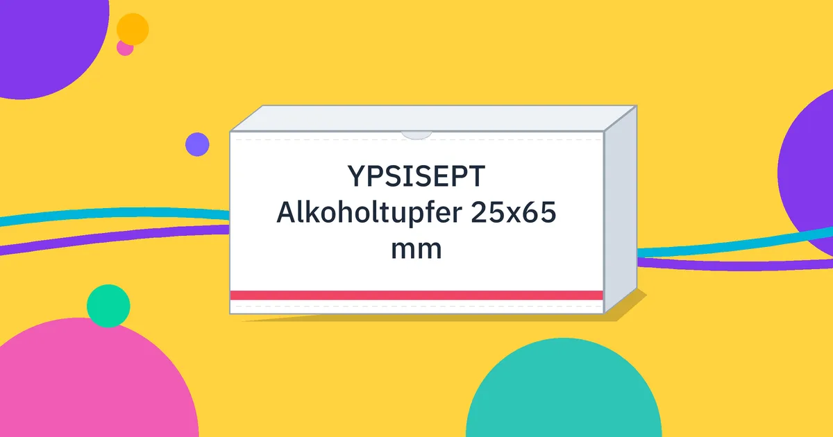 Symbolbild: Packung mit der Aufschrift YPSISEPT Alkoholtupfer 25x65 mm (PZN 20364365) – Verfügbarkeit und Bezug in Apotheken in Frankfurt am Main