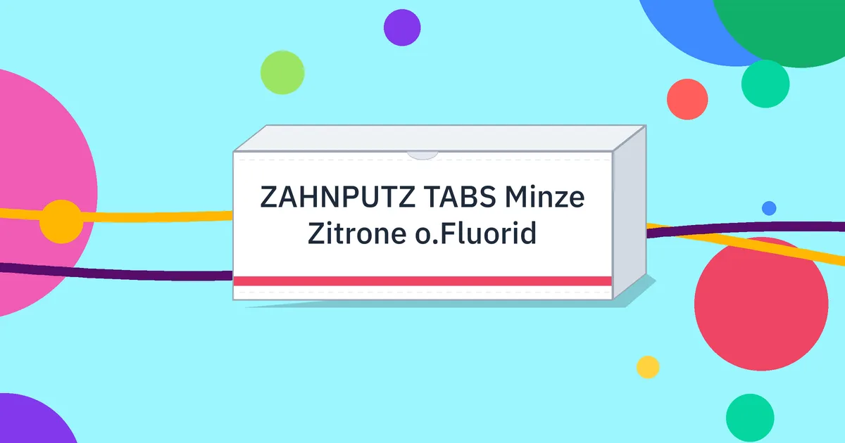 Symbolbild: Packung mit der Aufschrift ZAHNPUTZ TABS Minze Zitrone o.Fluorid (PZN 16794002) – Verfügbarkeit und Bezug in Apotheken in Frankfurt am Main