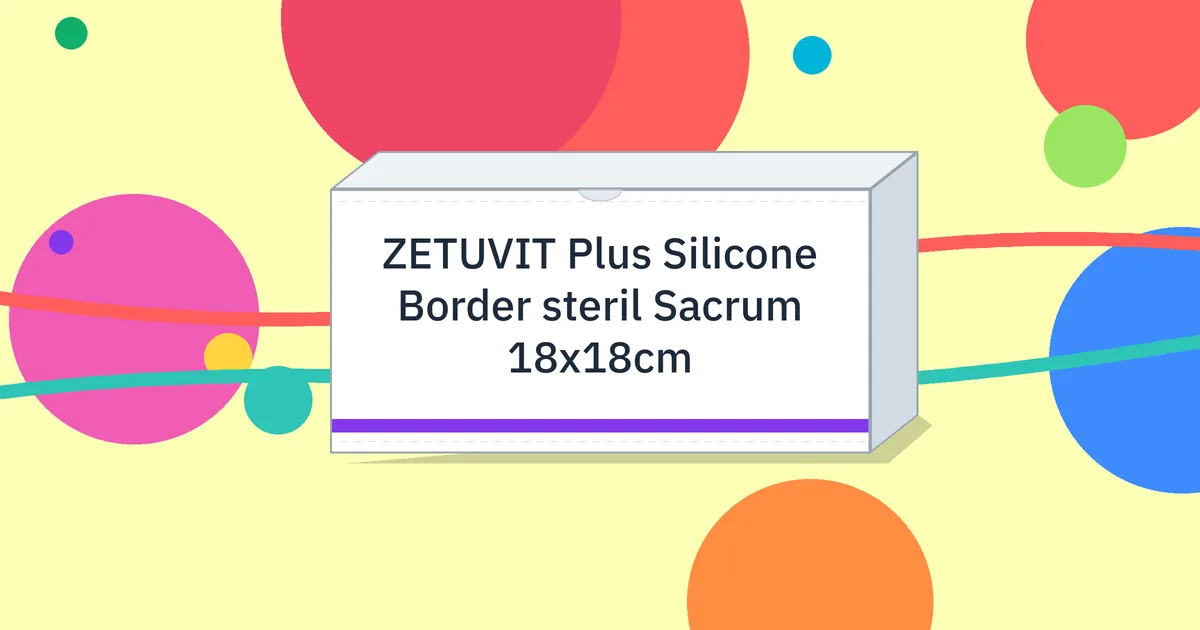 Symbolbild: Packung mit der Aufschrift ZETUVIT Plus Silicone Border steril Sacrum 18x18cm (PZN 19203622) – Verfügbarkeit und Bezug in Apotheken in Frankfurt am Main