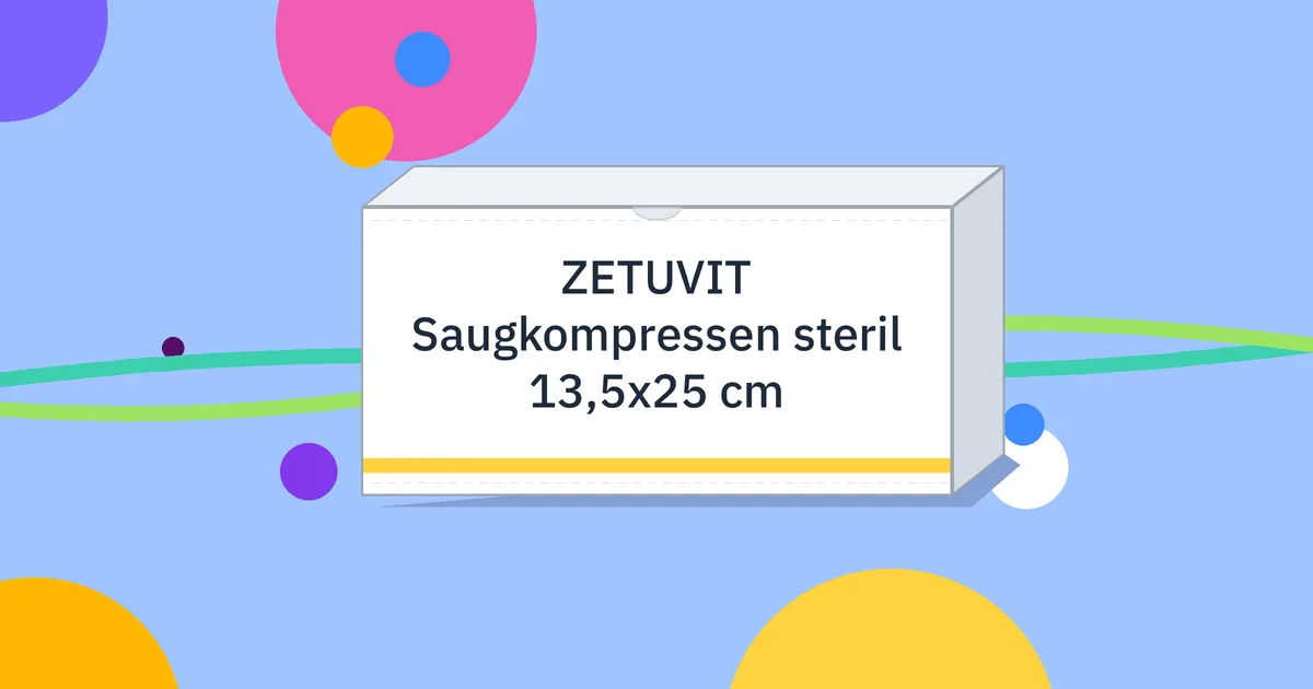 Symbolbild: Packung mit der Aufschrift ZETUVIT Saugkompressen steril 13,5x25 cm (PZN 09178662) – Verfügbarkeit und Bezug in Apotheken in Frankfurt am Main