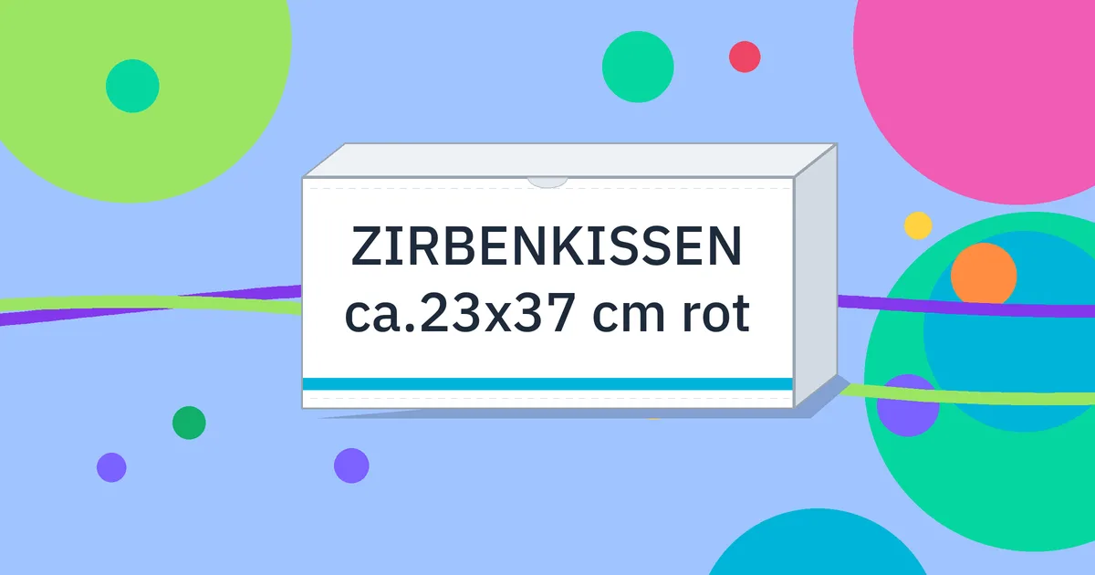 Symbolbild: Packung mit der Aufschrift ZIRBENKISSEN ca.23x37 cm rot (PZN 15633998) – Verfügbarkeit und Bezug in Apotheken in Frankfurt am Main