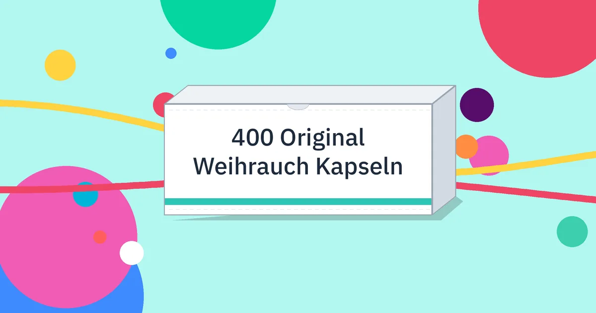 Symbolbild: Packung mit der Aufschrift 400 Original Weihrauch Kapseln (PZN 18737422) – Verfügbarkeit und Bezug in Apotheken in Frankfurt am Main