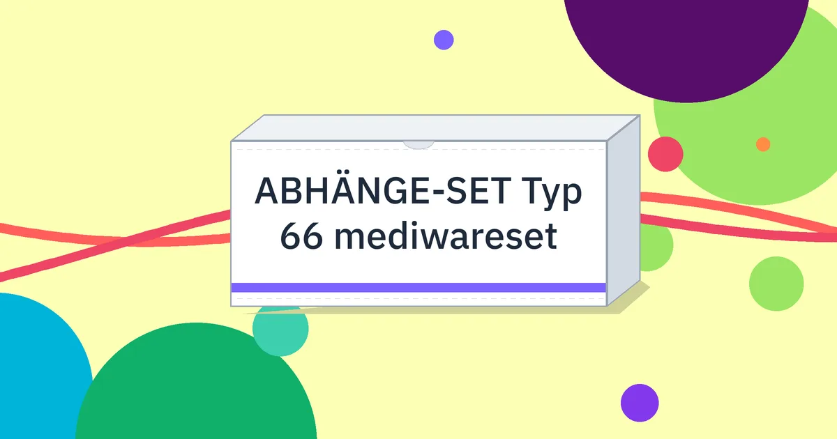 Symbolbild: Packung mit der Aufschrift ABHÄNGE-SET Typ 66 mediwareset (PZN 19548769) – Verfügbarkeit und Bezug in Apotheken in Frankfurt am Main