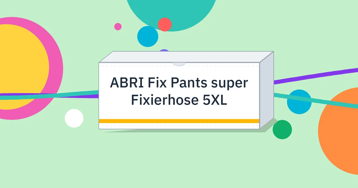 Symbolbild: Packung mit der Aufschrift ABRI Fix Pants super Fixierhose 5XL (PZN 04437886) – Verfügbarkeit und Bezug in Apotheken in Frankfurt am Main
