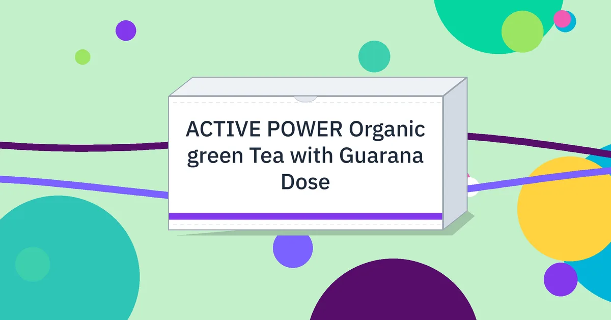 Symbolbild: Packung mit der Aufschrift ACTIVE POWER Organic green Tea with Guarana Dose (PZN 13162721) – Verfügbarkeit und Bezug in Apotheken in Frankfurt am Main