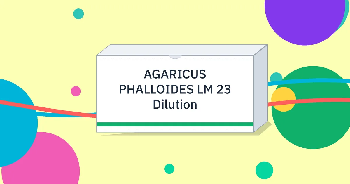 Symbolbild: Packung mit der Aufschrift AGARICUS PHALLOIDES LM 23 Dilution (PZN 13304629) – Verfügbarkeit und Bezug in Apotheken in Frankfurt am Main