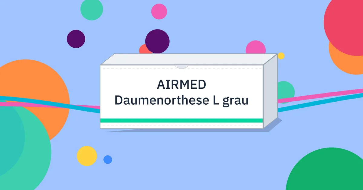 Symbolbild: Packung mit der Aufschrift AIRMED Daumenorthese L grau (PZN 14049010) – Verfügbarkeit und Bezug in Apotheken in Frankfurt am Main