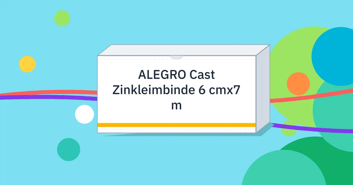 Symbolbild: Packung mit der Aufschrift ALEGRO Cast Zinkleimbinde 6 cmx7 m (PZN 02173785) – Verfügbarkeit und Bezug in Apotheken in Frankfurt am Main