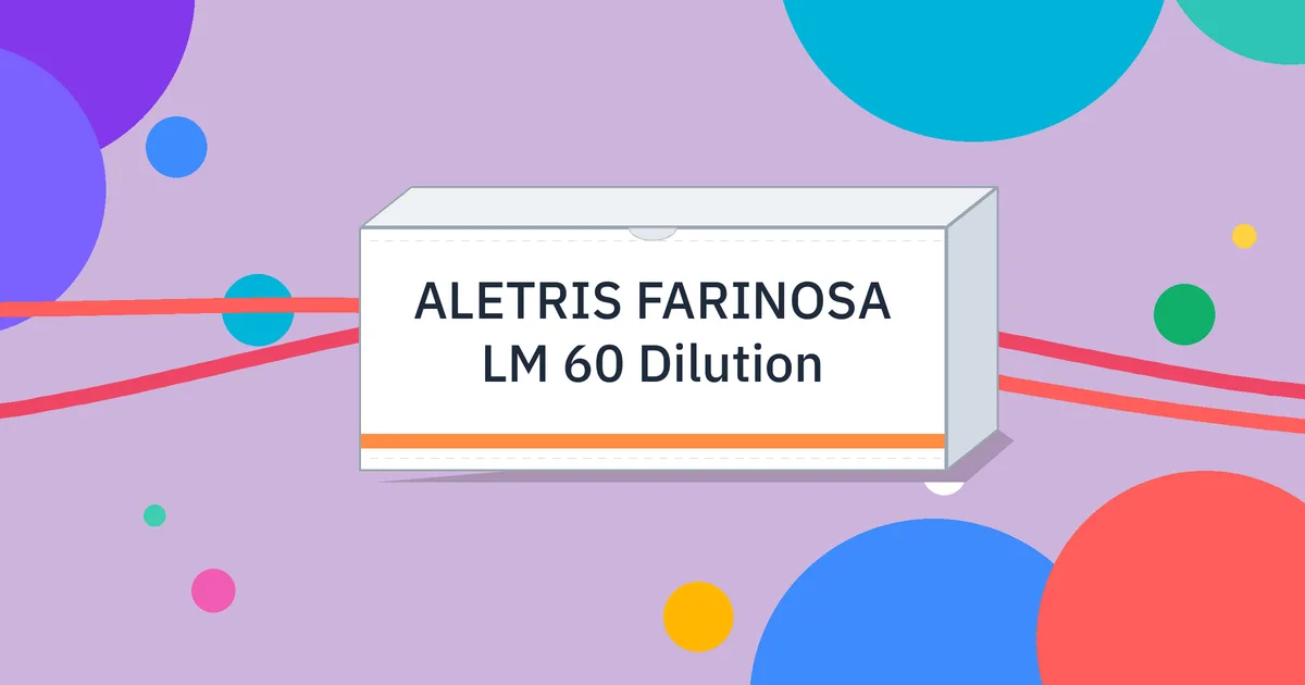 Symbolbild: Packung mit der Aufschrift ALETRIS FARINOSA LM 60 Dilution (PZN 13309928) – Verfügbarkeit und Bezug in Apotheken in Frankfurt am Main