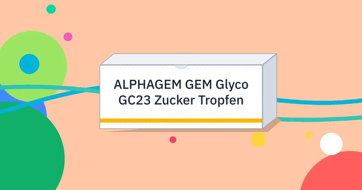 Symbolbild: Packung mit der Aufschrift ALPHAGEM GEM Glyco GC23 Zucker Tropfen (PZN 20296706) – Verfügbarkeit und Bezug in Apotheken in Frankfurt am Main