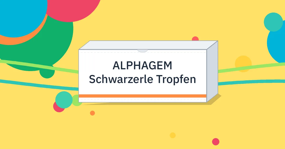 Symbolbild: Packung mit der Aufschrift ALPHAGEM Schwarzerle Tropfen (PZN 20297025) – Verfügbarkeit und Bezug in Apotheken in Frankfurt am Main