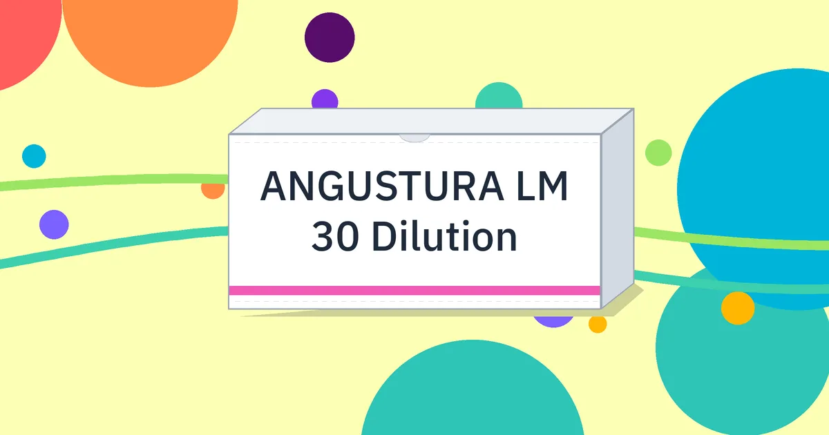 Symbolbild: Packung mit der Aufschrift ANGUSTURA LM 30 Dilution (PZN 13368664) – Verfügbarkeit und Bezug in Apotheken in Frankfurt am Main