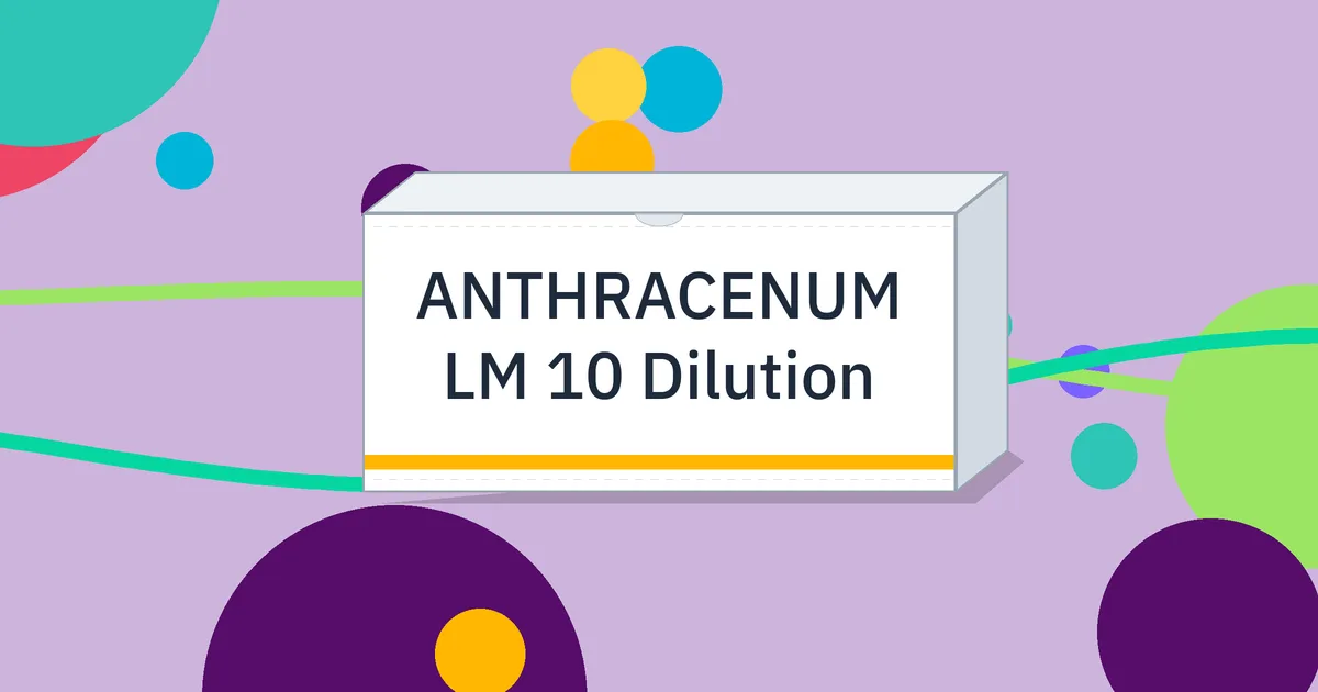Symbolbild: Packung mit der Aufschrift ANTHRACENUM LM 10 Dilution (PZN 13370247) – Verfügbarkeit und Bezug in Apotheken in Frankfurt am Main