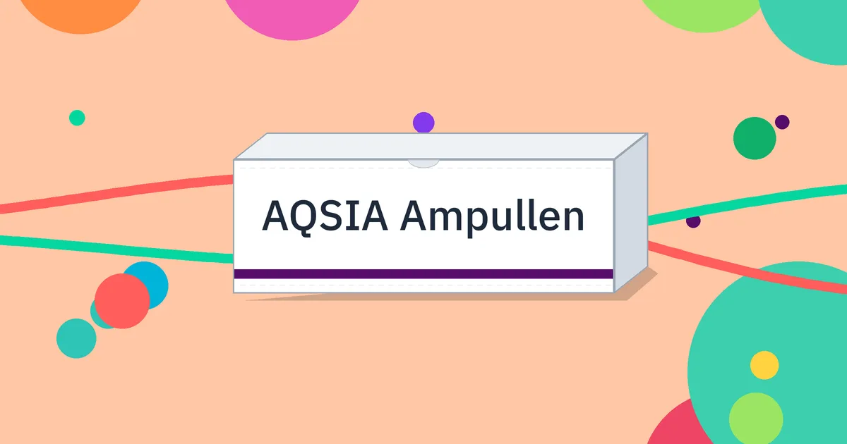 Symbolbild: Packung mit der Aufschrift AQSIA Ampullen (PZN 00359965) – Verfügbarkeit und Bezug in Apotheken in Frankfurt am Main