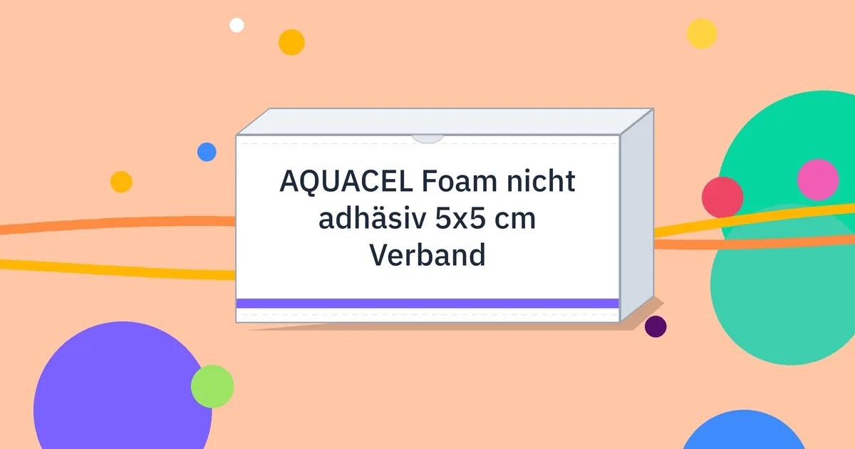 Symbolbild: Packung mit der Aufschrift AQUACEL Foam nicht adhäsiv 5x5 cm Verband (PZN 14261218) – Verfügbarkeit und Bezug in Apotheken in Frankfurt am Main