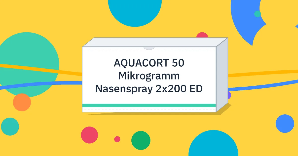 Symbolbild: Packung mit der Aufschrift AQUACORT 50 Mikrogramm Nasenspray 2x200 ED (PZN 03050949) – Verfügbarkeit und Bezug in Apotheken in Frankfurt am Main