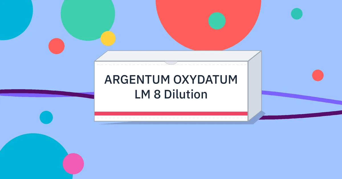 Symbolbild: Packung mit der Aufschrift ARGENTUM OXYDATUM LM 8 Dilution (PZN 12769042) – Verfügbarkeit und Bezug in Apotheken in Frankfurt am Main