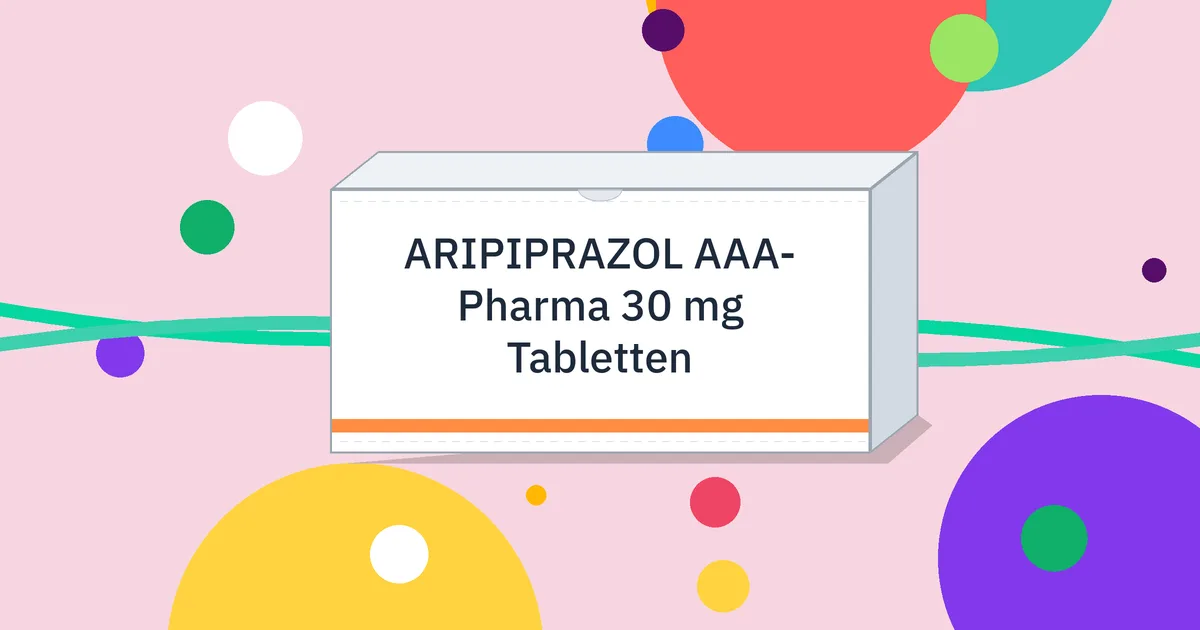 Symbolbild: Packung mit der Aufschrift ARIPIPRAZOL AAA-Pharma 30 mg Tabletten (PZN 18300257) – Verfügbarkeit und Bezug in Apotheken in Frankfurt am Main