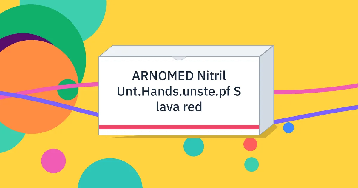 Symbolbild: Packung mit der Aufschrift ARNOMED Nitril Unt.Hands.unste.pf S lava red (PZN 18136792) – Verfügbarkeit und Bezug in Apotheken in Frankfurt am Main