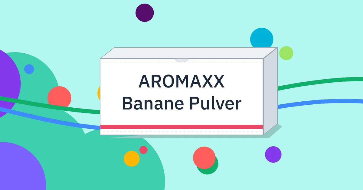 Symbolbild: Packung mit der Aufschrift AROMAXX Banane Pulver (PZN 04377428) – Verfügbarkeit und Bezug in Apotheken in Frankfurt am Main