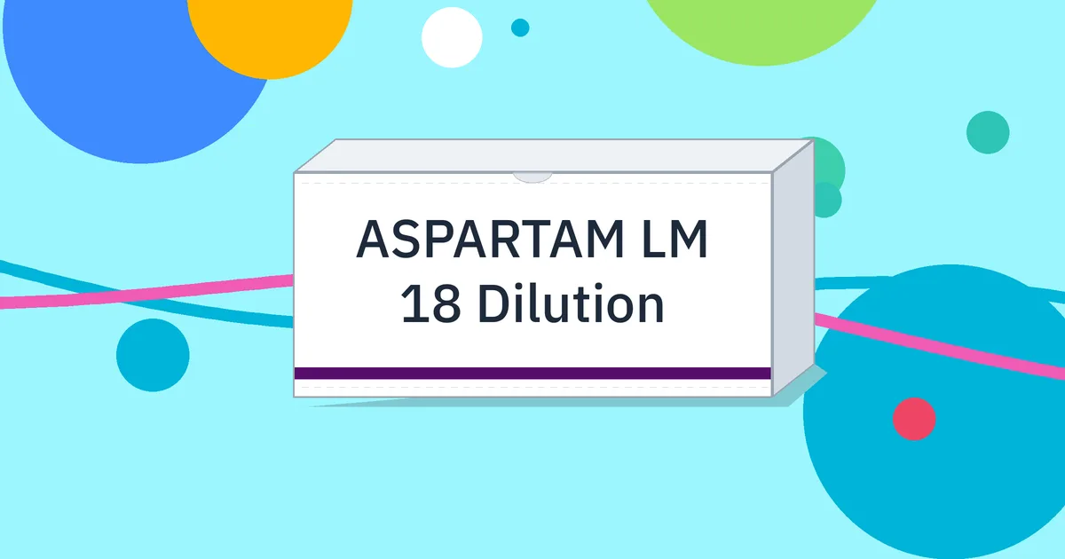 Symbolbild: Packung mit der Aufschrift ASPARTAM LM 18 Dilution (PZN 12782077) – Verfügbarkeit und Bezug in Apotheken in Frankfurt am Main