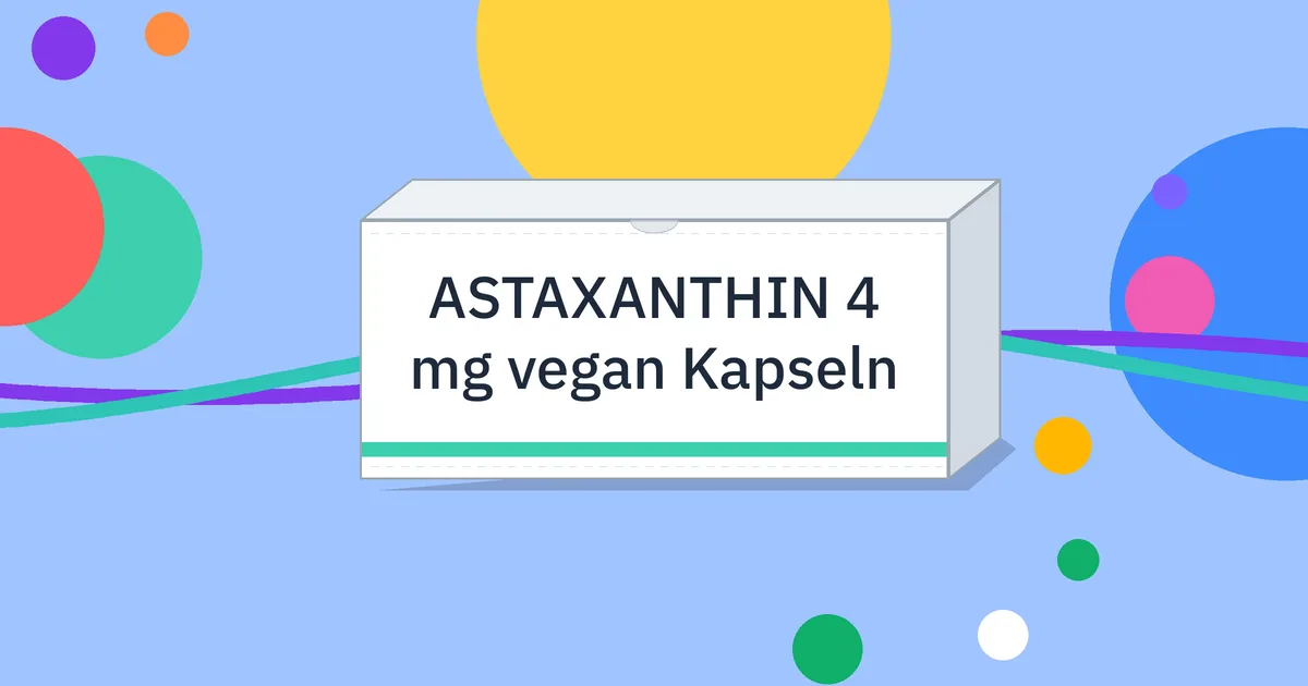 Symbolbild: Packung mit der Aufschrift ASTAXANTHIN 4 mg vegan Kapseln (PZN 19807923) – Verfügbarkeit und Bezug in Apotheken in Frankfurt am Main