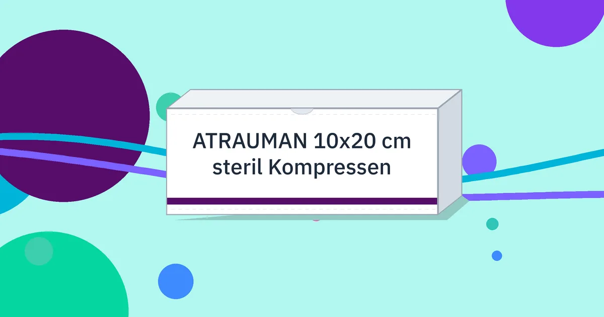 Symbolbild: Packung mit der Aufschrift ATRAUMAN 10x20 cm steril Kompressen (PZN 19698641) – Verfügbarkeit und Bezug in Apotheken in Frankfurt am Main