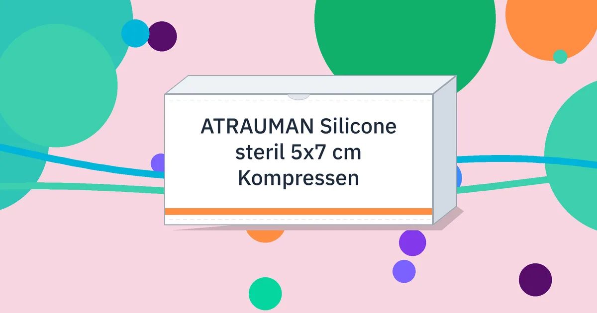 Symbolbild: Packung mit der Aufschrift ATRAUMAN Silicone steril 5x7 cm Kompressen (PZN 16822804) – Verfügbarkeit und Bezug in Apotheken in Frankfurt am Main