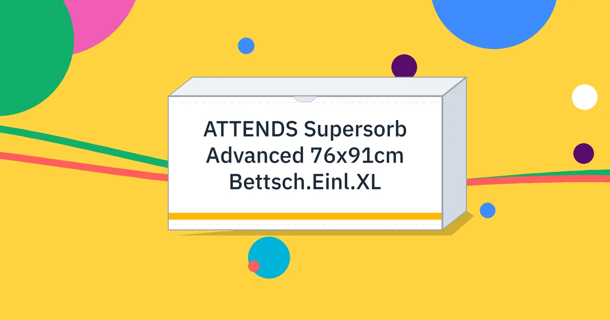 Symbolbild: Packung mit der Aufschrift ATTENDS Supersorb Advanced 76x91cm Bettsch.Einl.XL (PZN 15588737) – Verfügbarkeit und Bezug in Apotheken in Frankfurt am Main