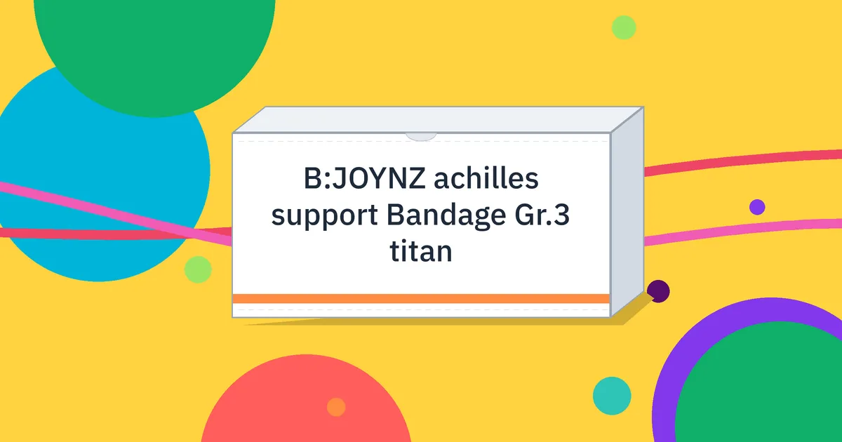 Symbolbild: Packung mit der Aufschrift B:JOYNZ achilles support Bandage Gr.3 titan (PZN 20693726) – Verfügbarkeit und Bezug in Apotheken in Frankfurt am Main